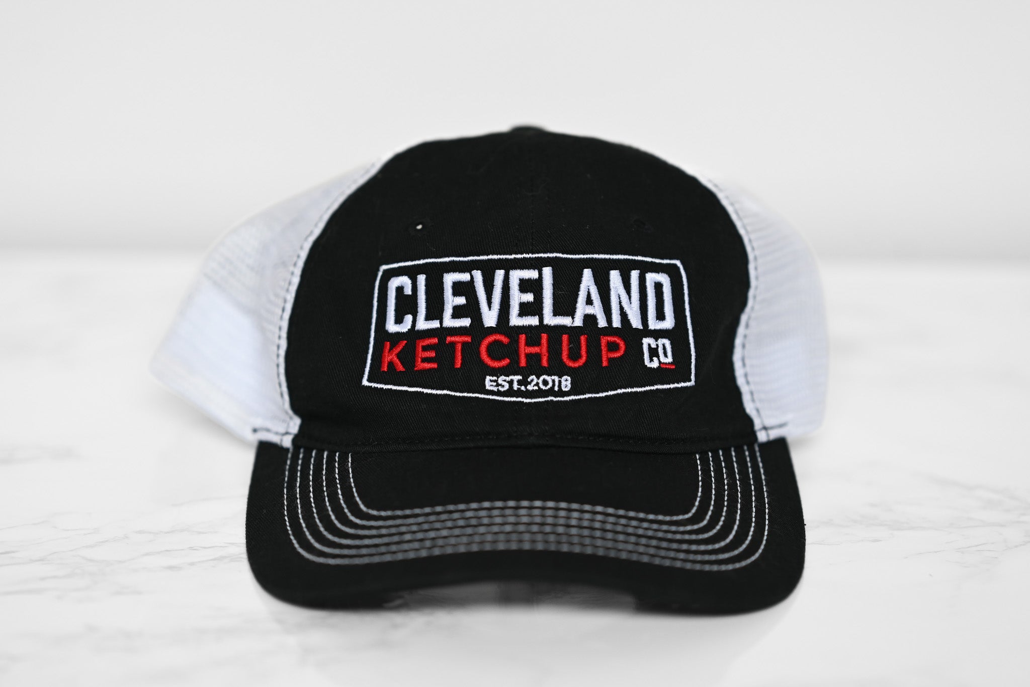 Cleveland Ketchup Hat, Unstructured Velcro back (Black/White) – Cleveland Ketchup Co.
